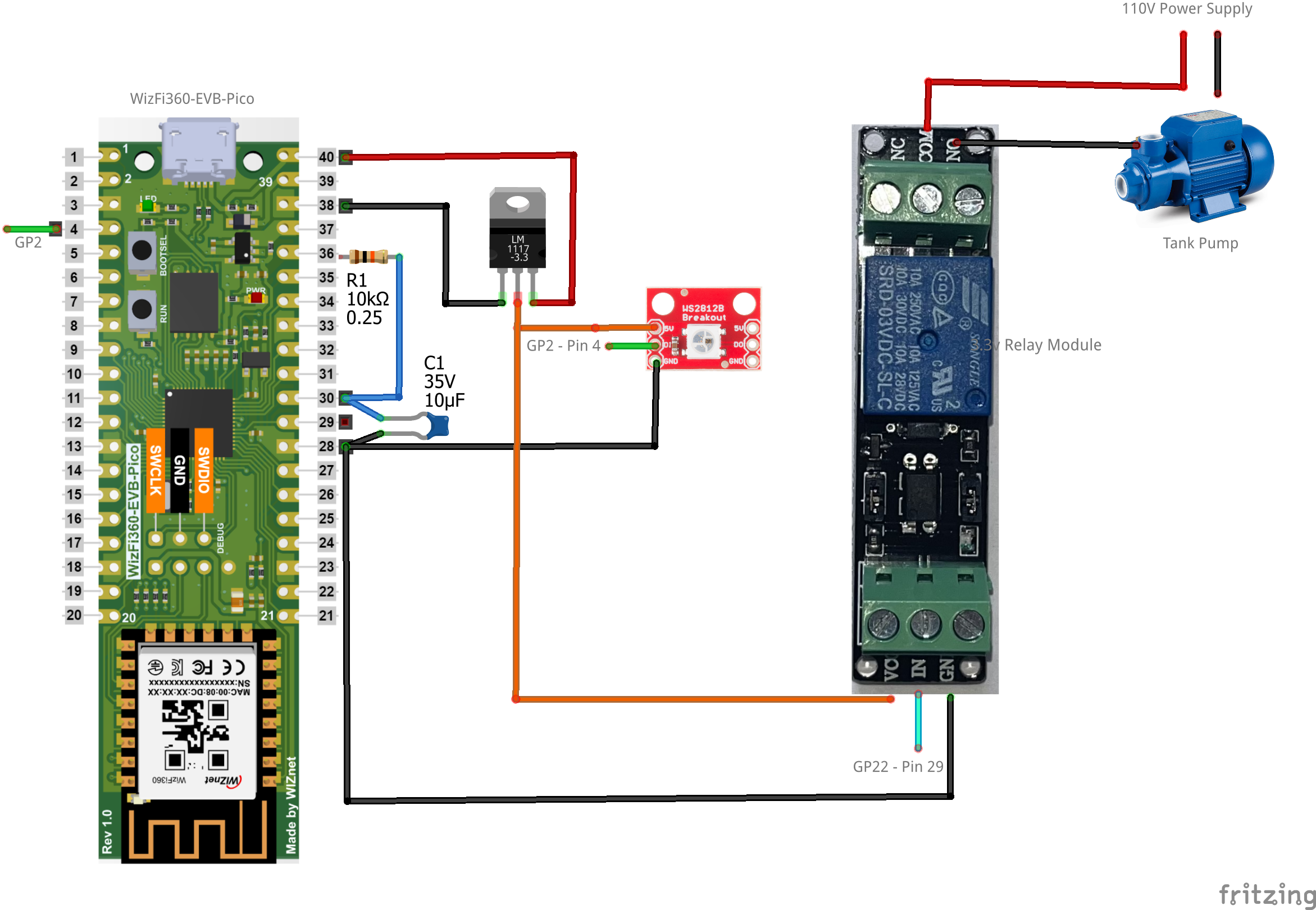 Tank Level Control using WizFi360-EVB-Pico and AWS Services