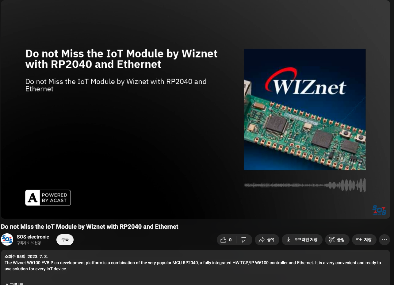 Do not Miss the IoT Module by Wiznet with RP2040 and Ethernet