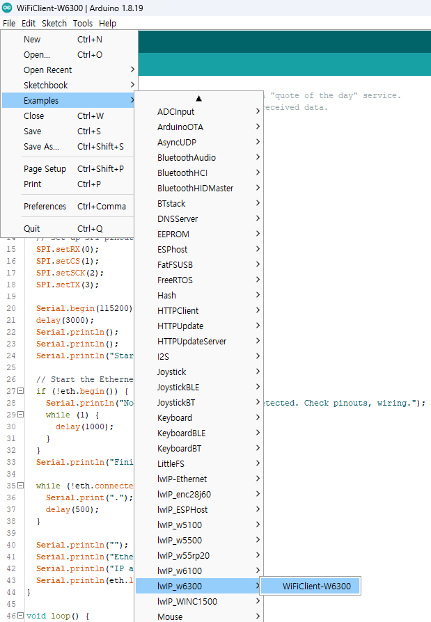 How to Build W6300-EVB-Pico or W6300-EVB-Pico2 on Arduino