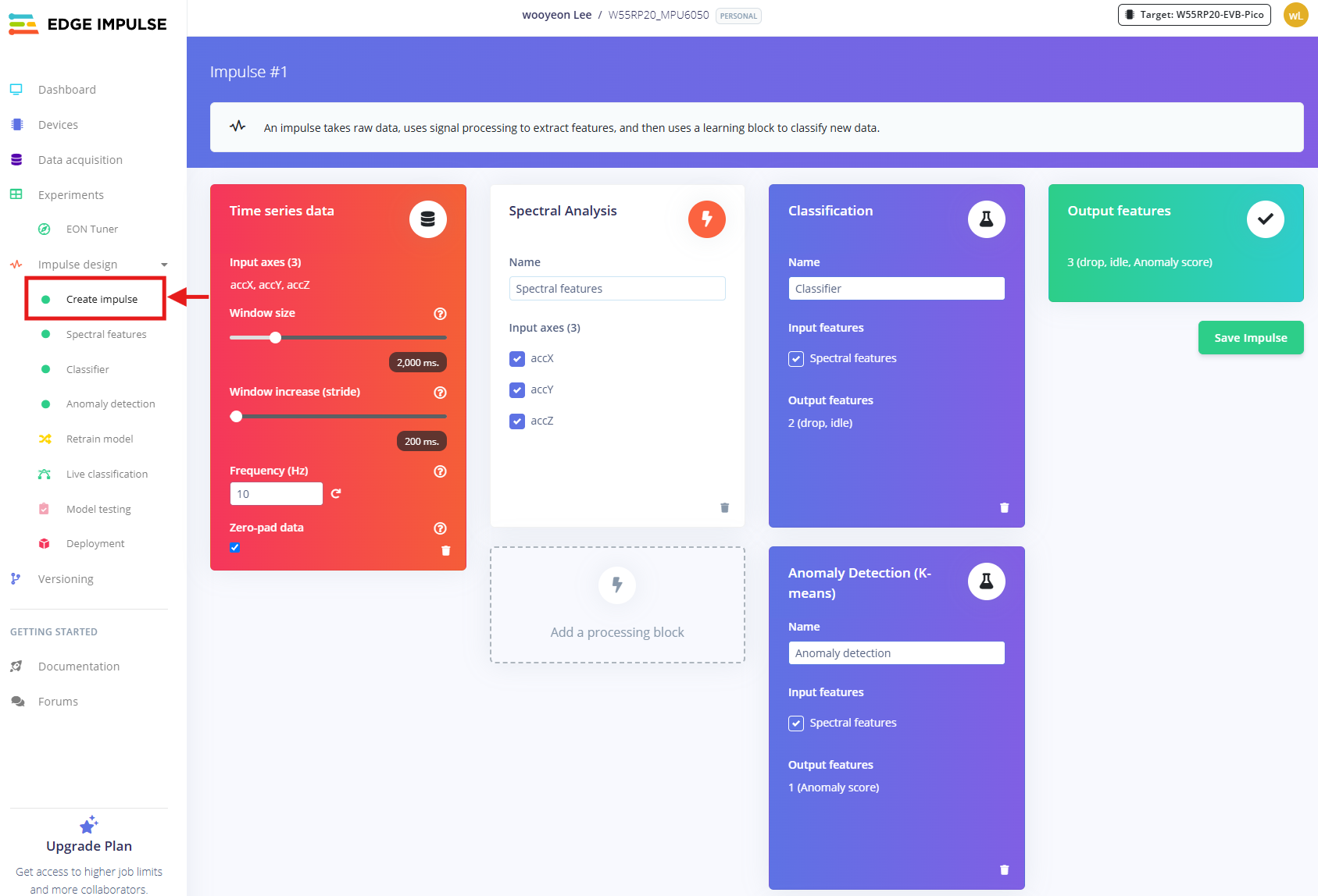TinyML-Based Object Drop Classifier Using MPU6050 and W55RP20-EVB-Pico