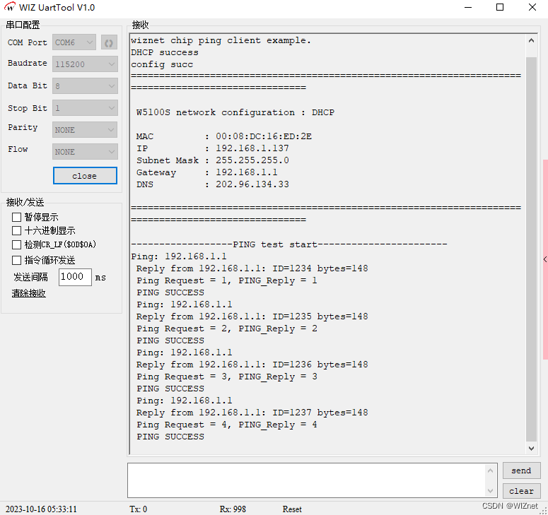 10. W5100S/W5500+RP2040 Raspberry Pi Pico＜PING (ICMP) to detect network connectivity＞