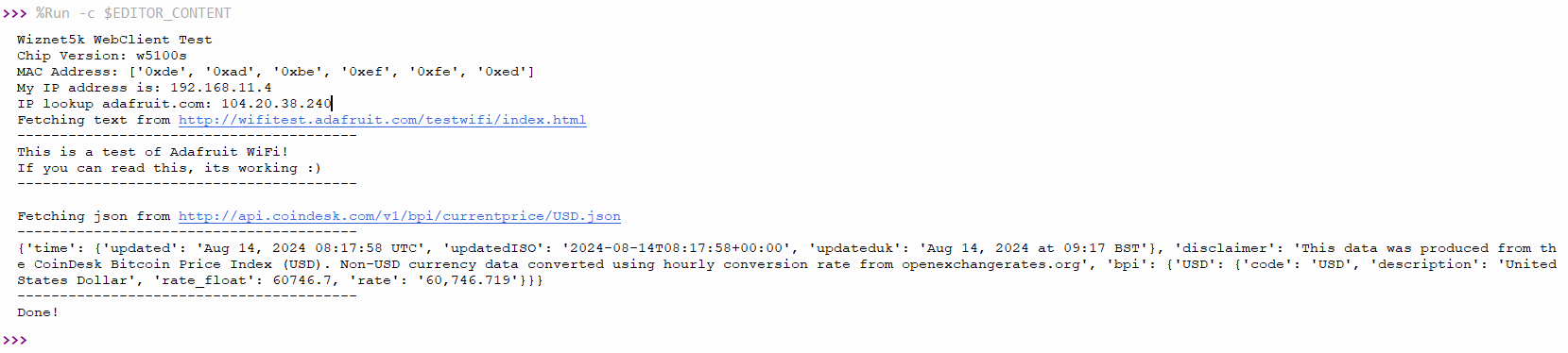 Coding with CircuitPython on W5100S-EVB-Pico2
