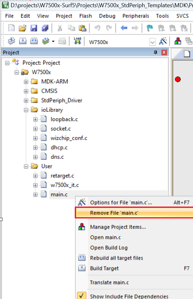 Surf 5 - Loopback server example in KEIL 5