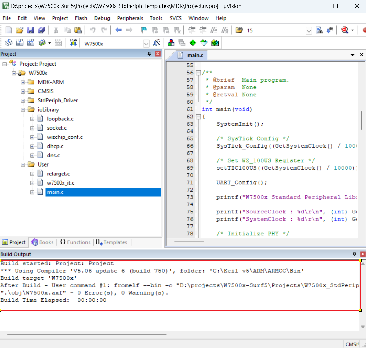 Surf 5 - Loopback server example in KEIL 5