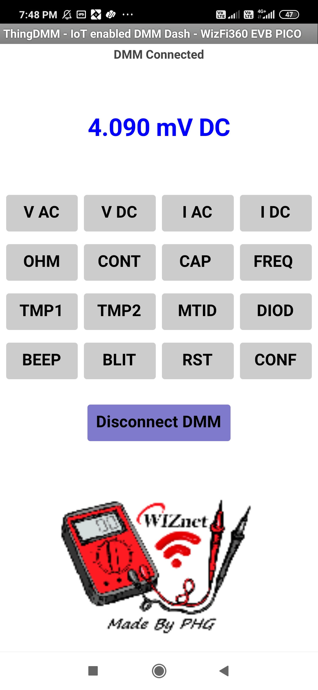 ThingDMM - Internet Connected DMM based on wizfi360 evb pico