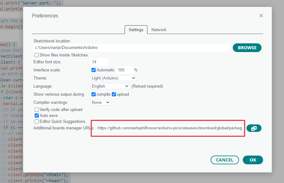 Creating webserver code for the W5100S-EVB-Pico in the Arduino IDE using ChatGPT.