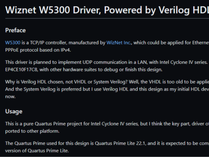 Wiznet W5300 Driver, Powered by Verilog HDL