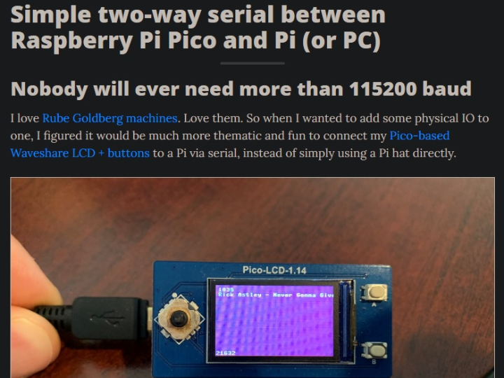 Simple two-way serial between Raspberry Pi Pico and Pi (or PC)