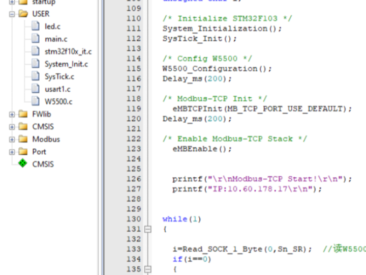 W5500stm32f103c8t6 Tcp Communicationmodbus
